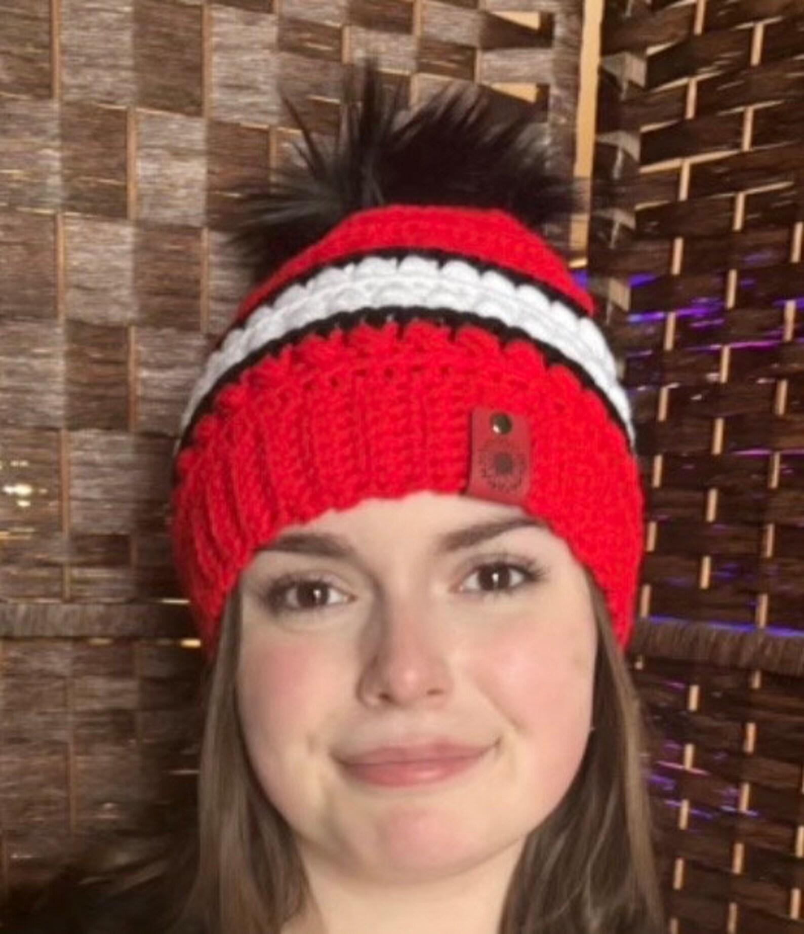 Detroit Red Wings Inspired Hat/crochet/red Faux Fur/wings Beanie ...