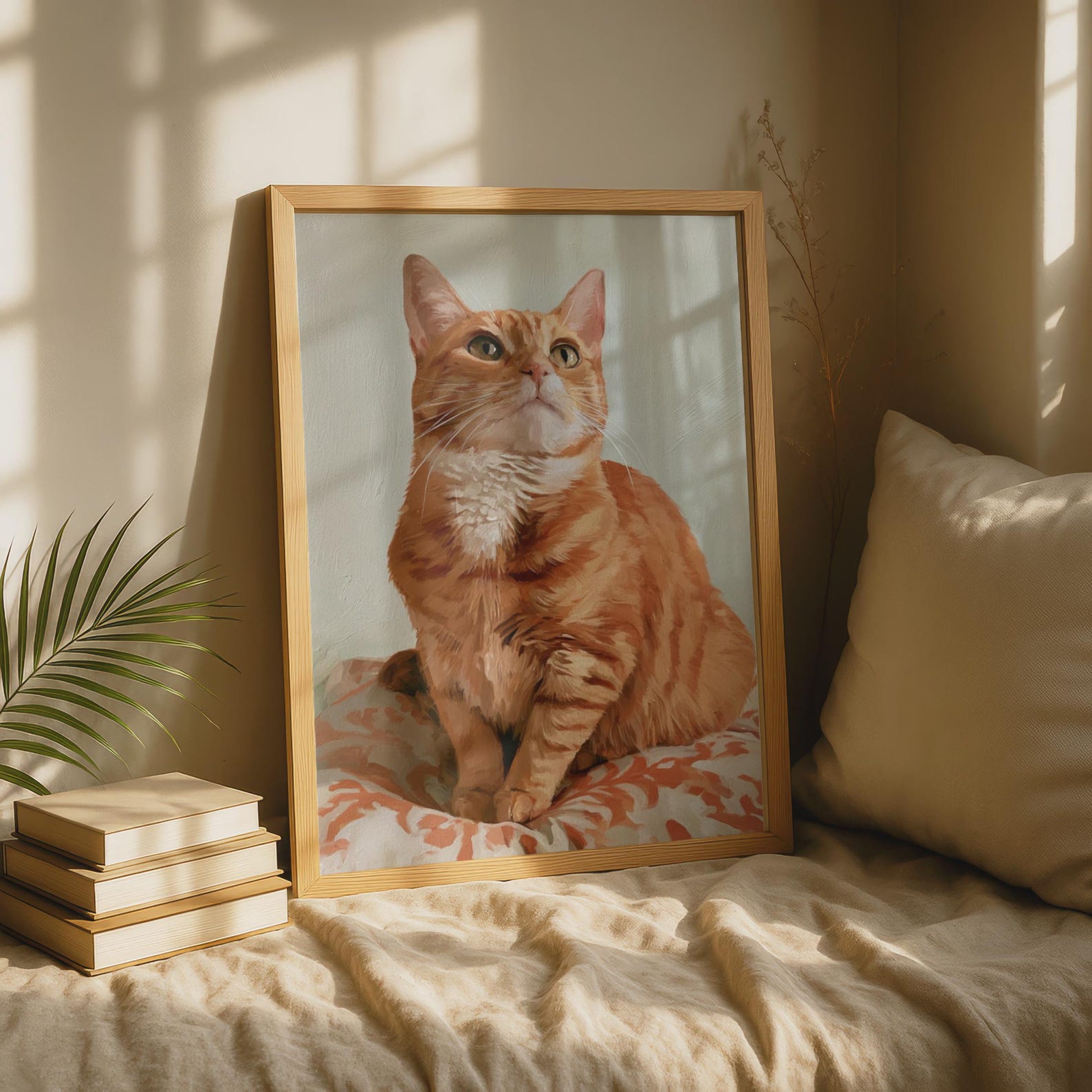 AI Oil Painting Style Ginger Cat Portrait Print, Tabby Cat Lover Gift ...