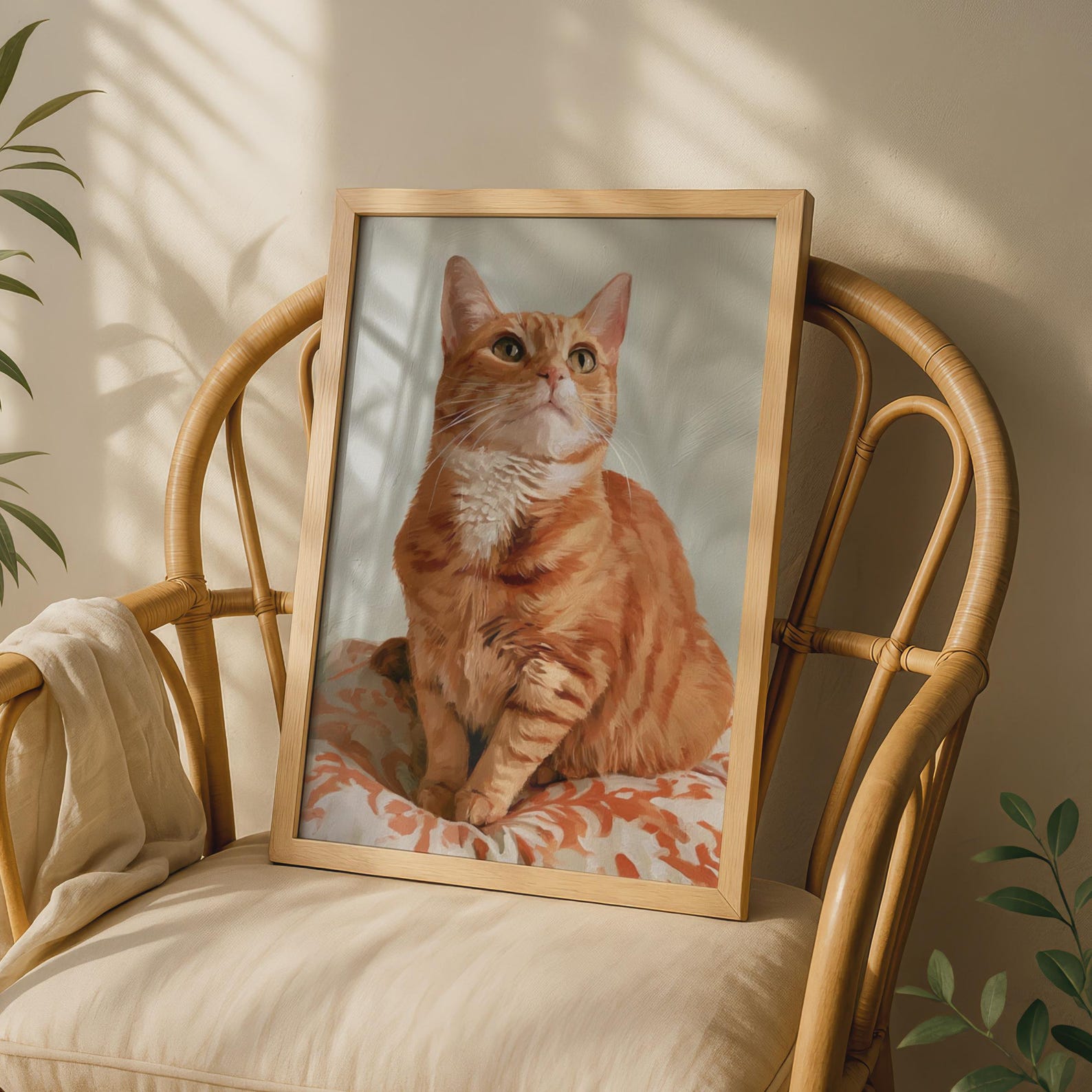 AI Oil Painting Style Ginger Cat Portrait Print, Tabby Cat Lover Gift ...
