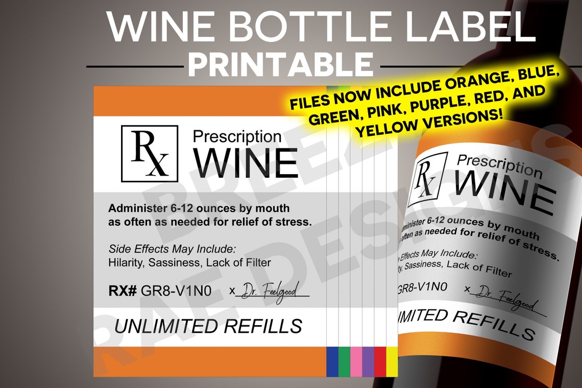 PRINTABLE Christmas Wine Label Prescription Wine INSTANT DOWNLOAD ...