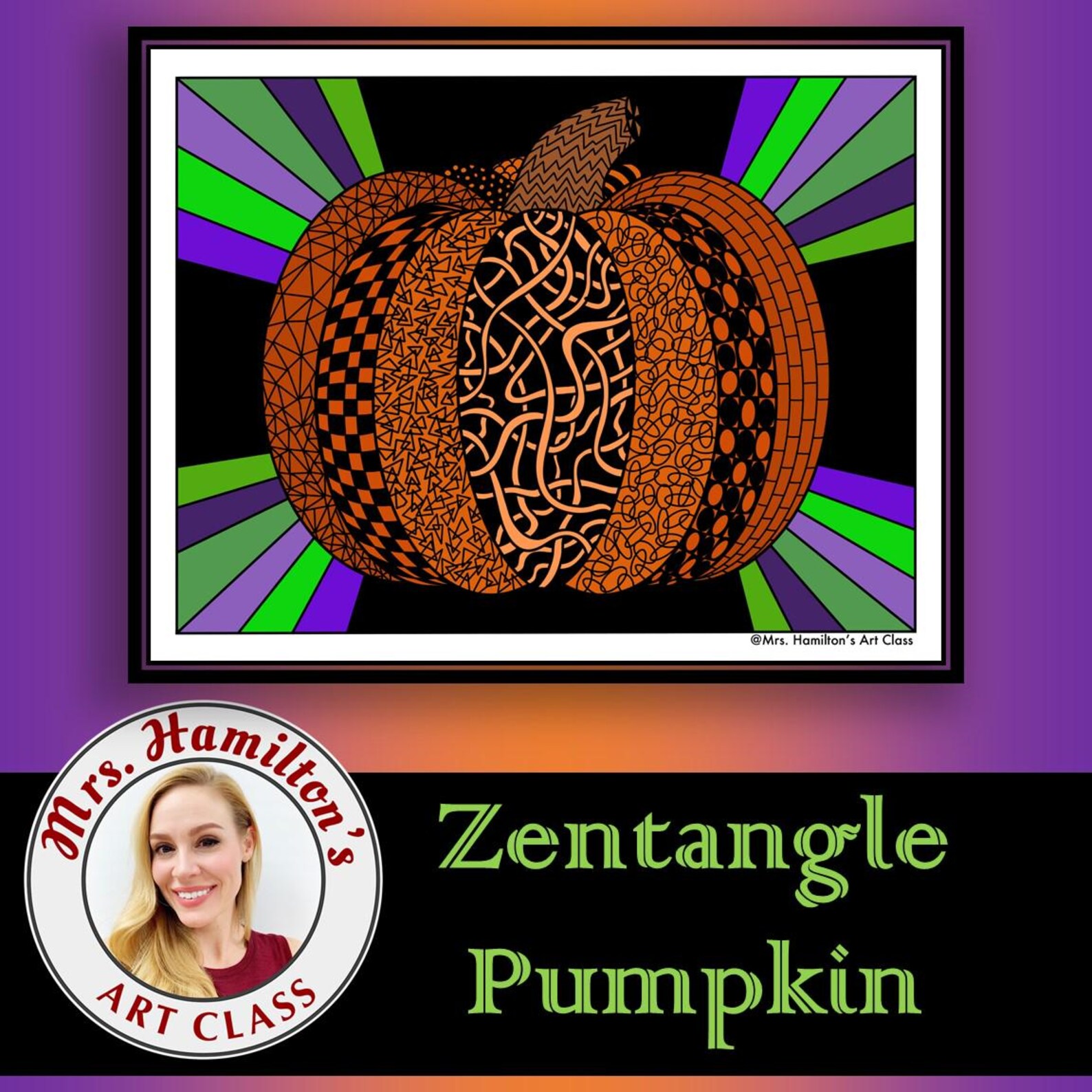 Zentangle Pumpkin Art Project - Template - Etsy
