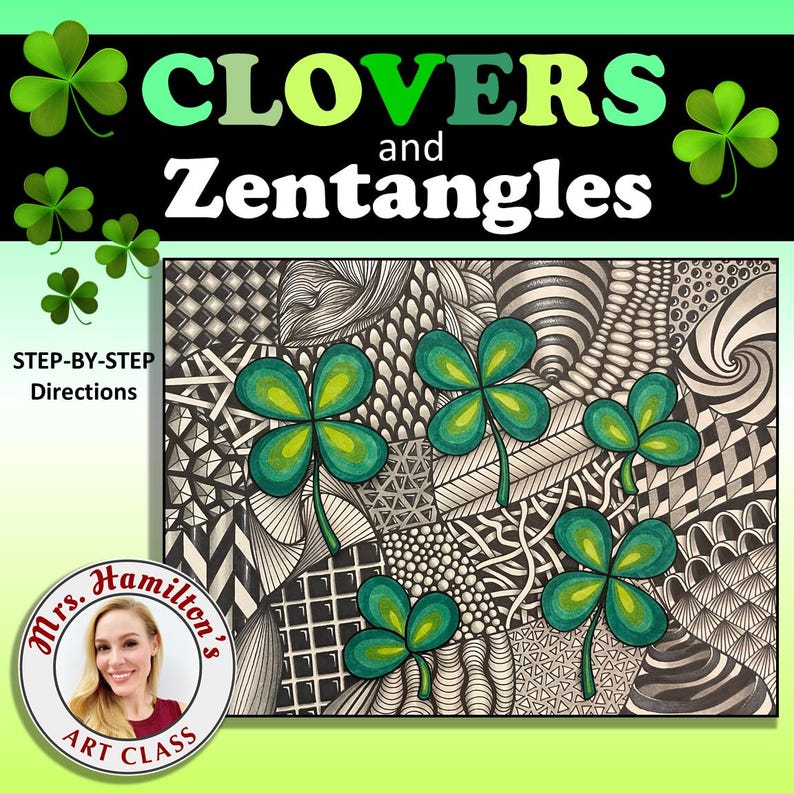 Clovers and Zentangles Digital Art Lesson - Etsy