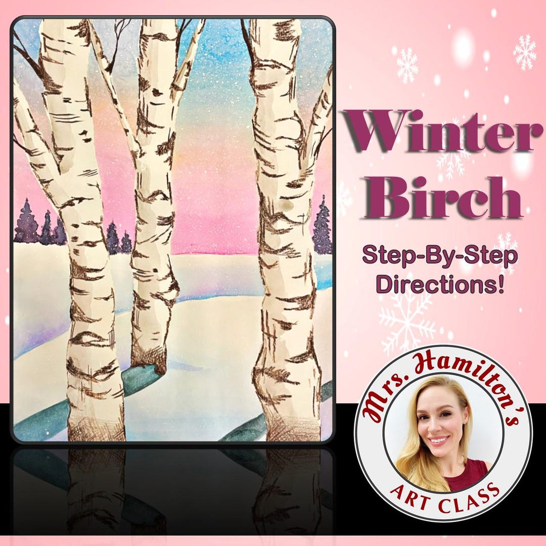 Winter Birch Tree Digital Art Lesson - Etsy