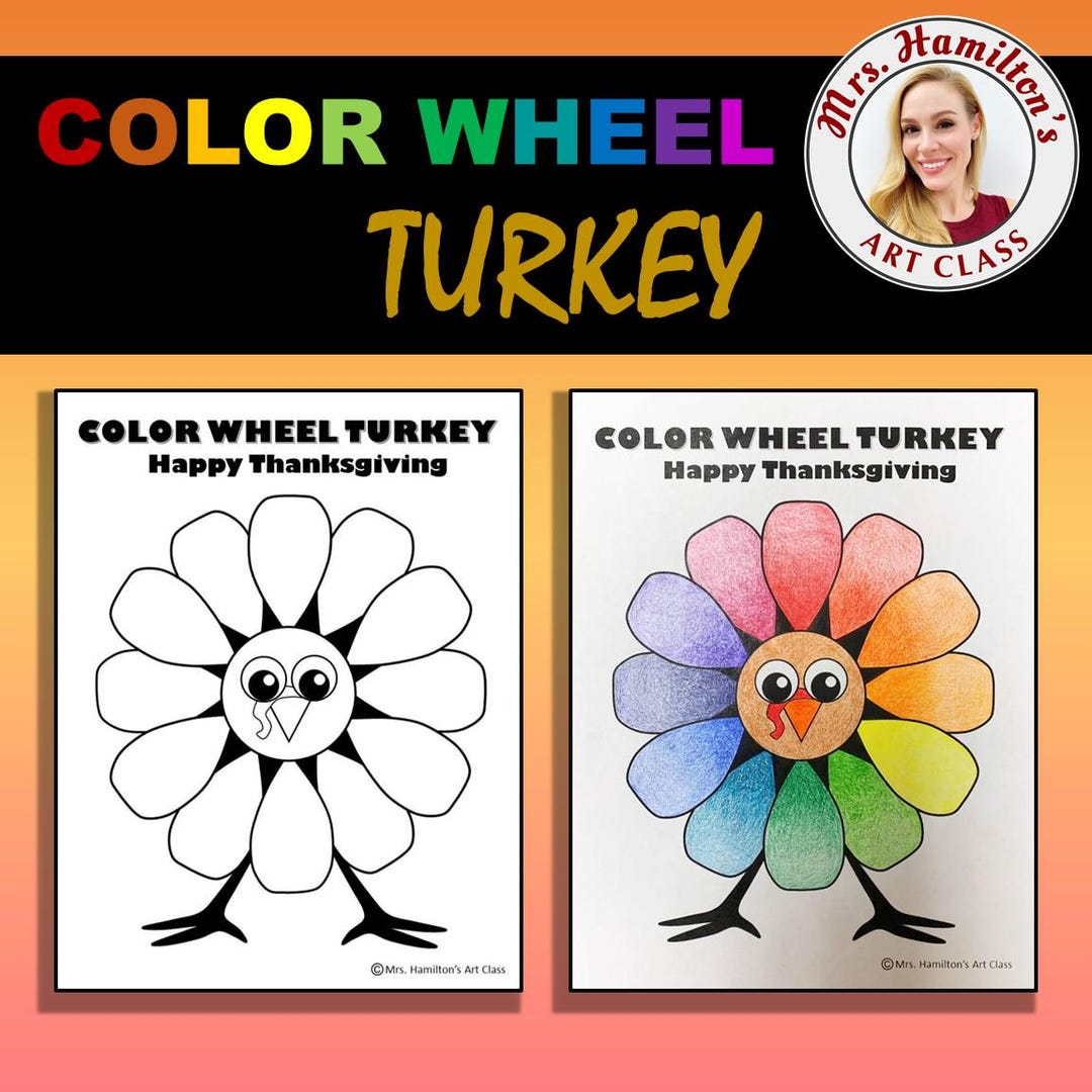 Color Wheel Turkey Art Project - Template - Etsy