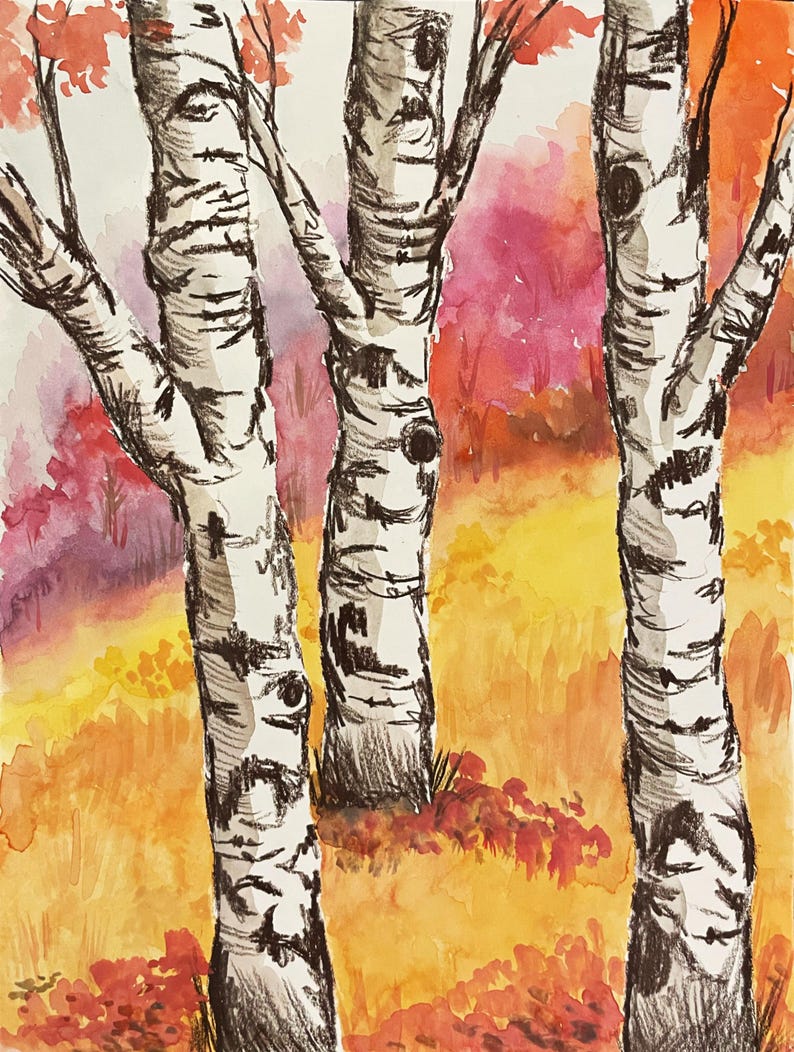 Fall Birch Art Project: Step-by-step Guide - Etsy