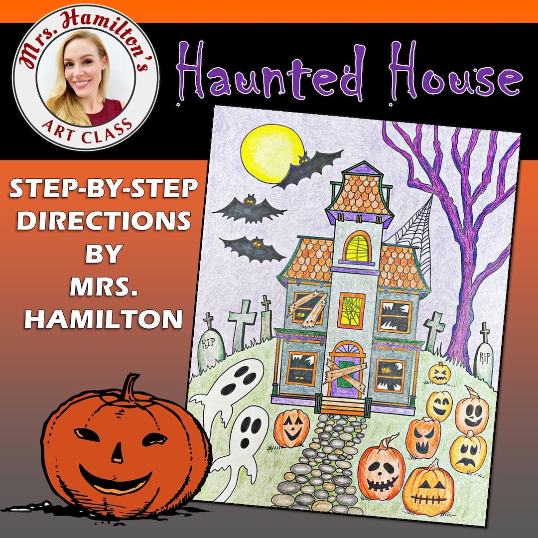 Haunted House Drawing Digital Art Lesson - Etsy