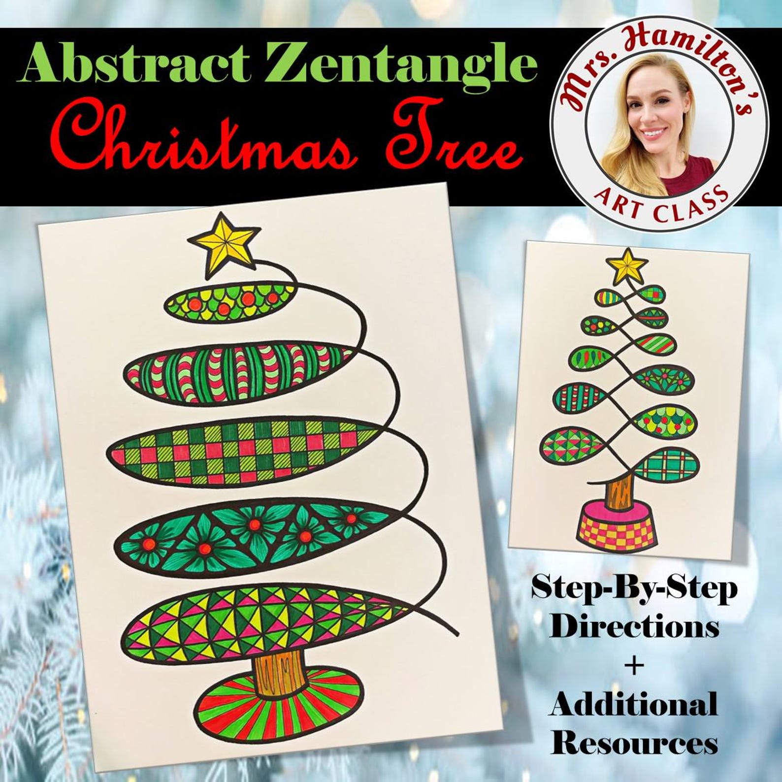 Abstract Zentangle Christmas Tree Digital Art Lesson - Etsy
