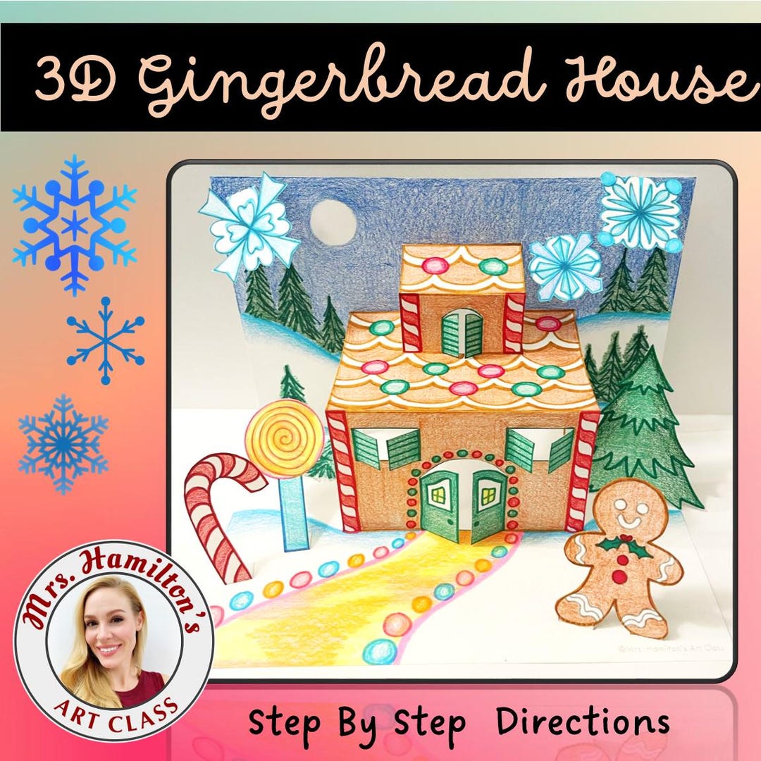 3D Gingerbread House Digital Art Lesson - Etsy