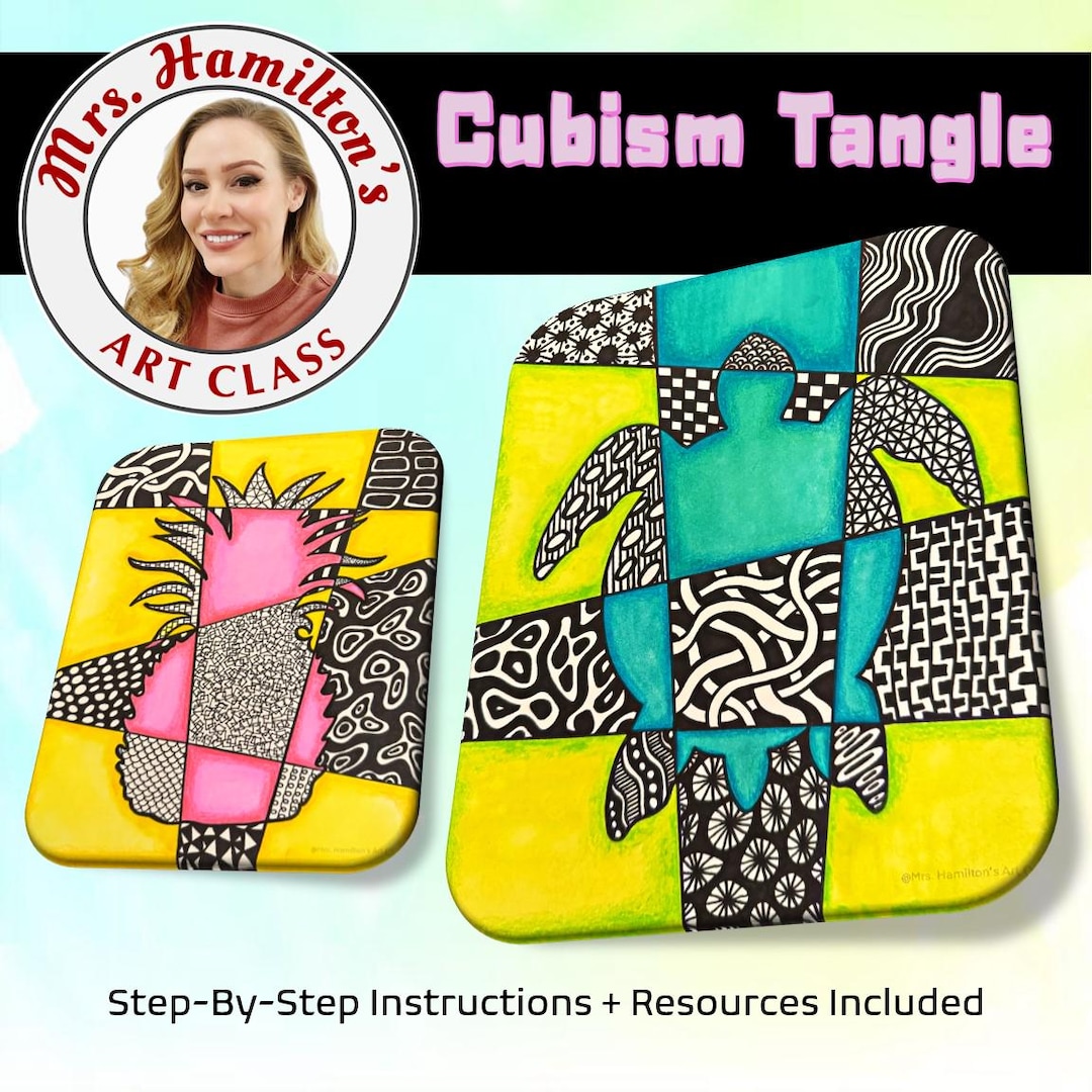 Cubism Tangles Digital Art Lesson - Etsy