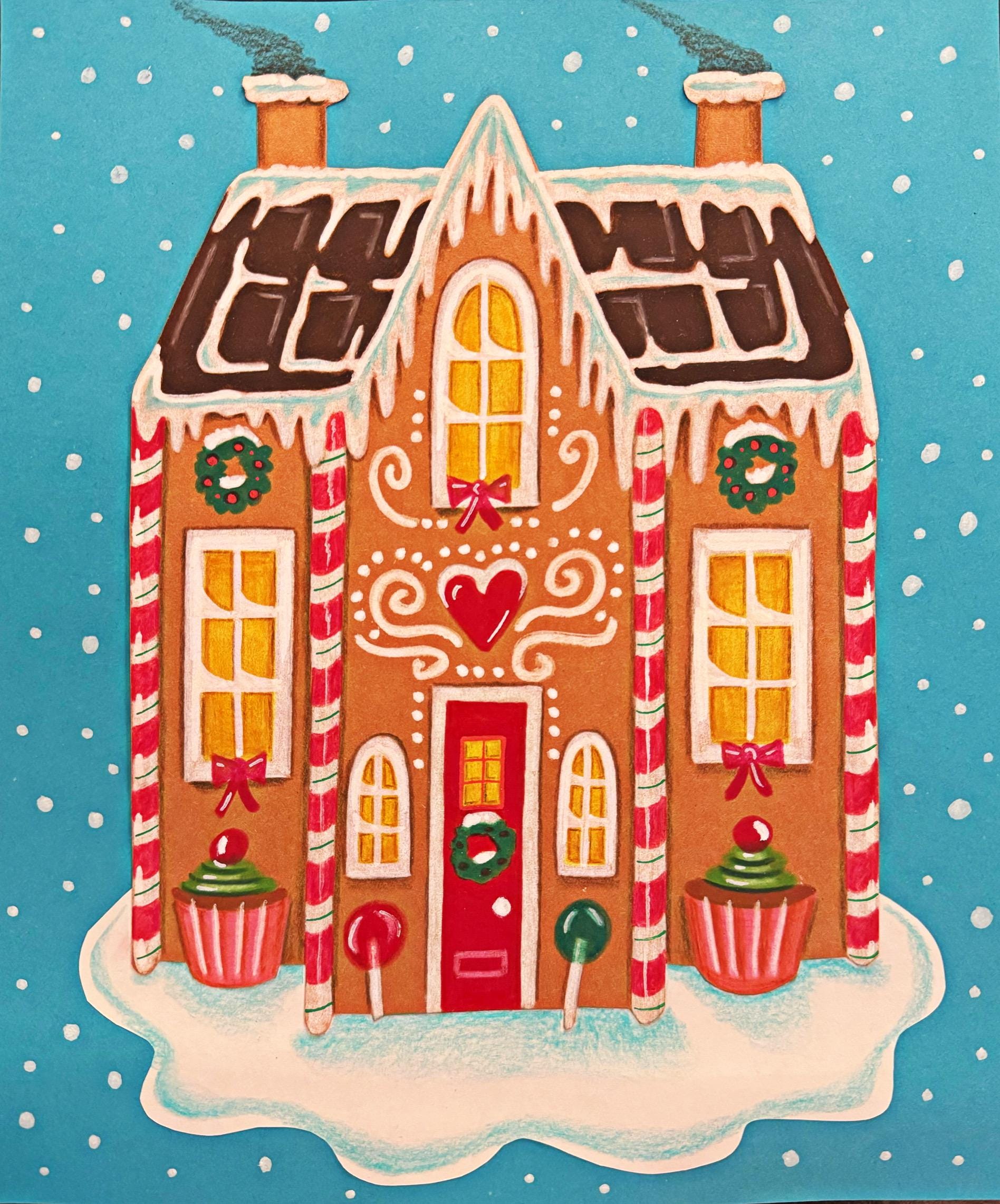 Gingerbread House Digital Art Lesson - Etsy