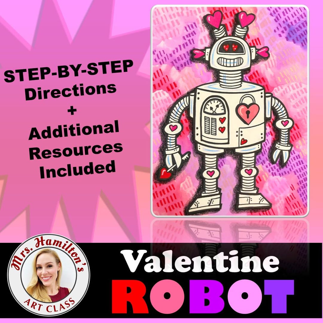 Valentine's Day Robot Digital Art Lesson - Etsy