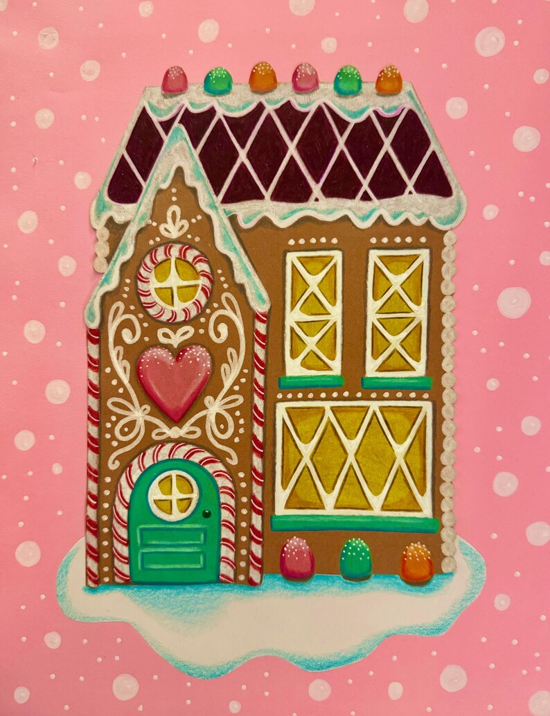 Gingerbread House Digital Art Lesson - Etsy