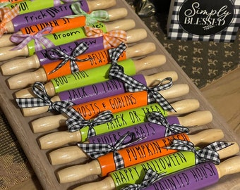 Halloween Candy Corn Mini Glitter Rolling Pin Tiered Tray Decor - Etsy