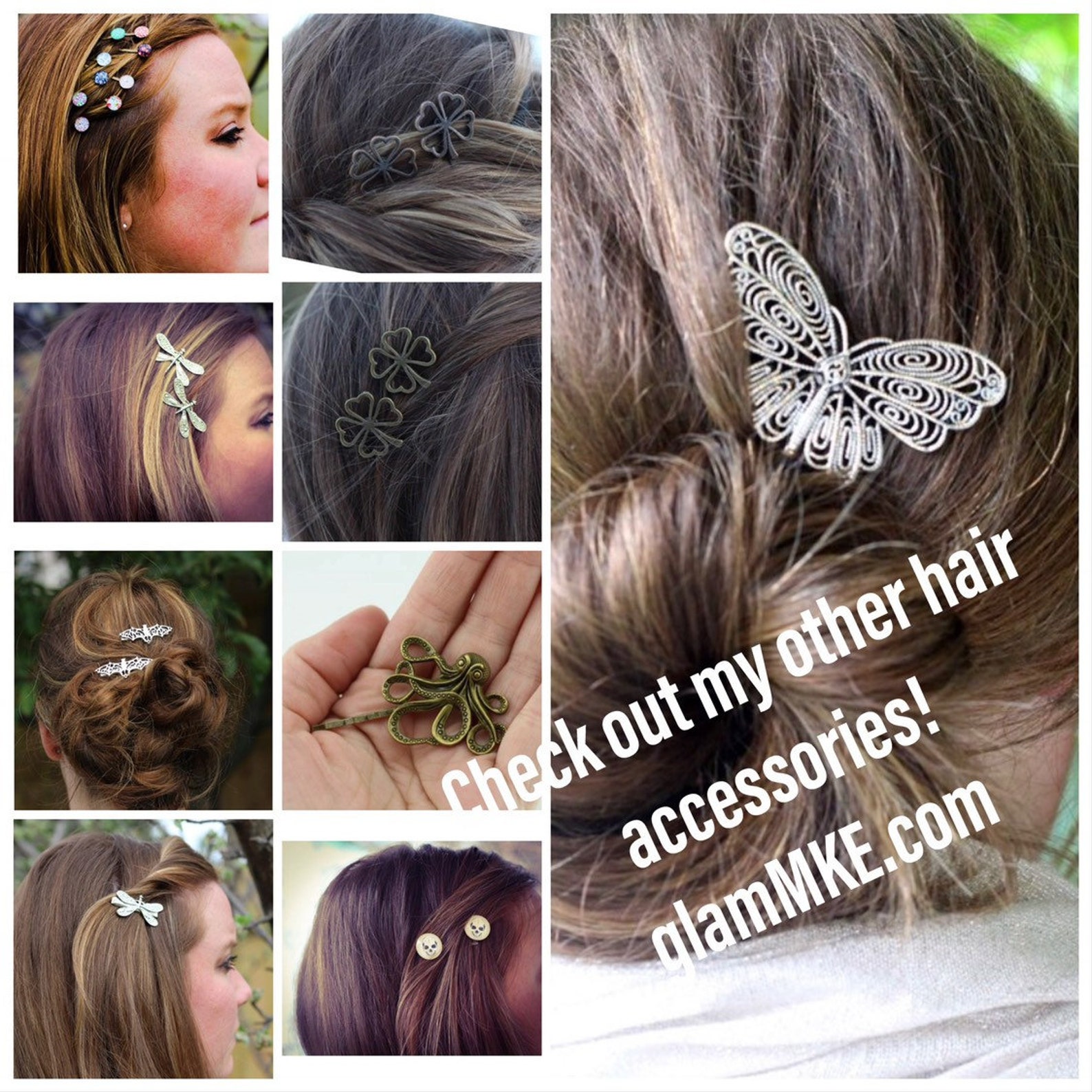 Silver Dragonfly Bobby Pins, Set of 2, Woodland Dragonfly Bobby Pins ...