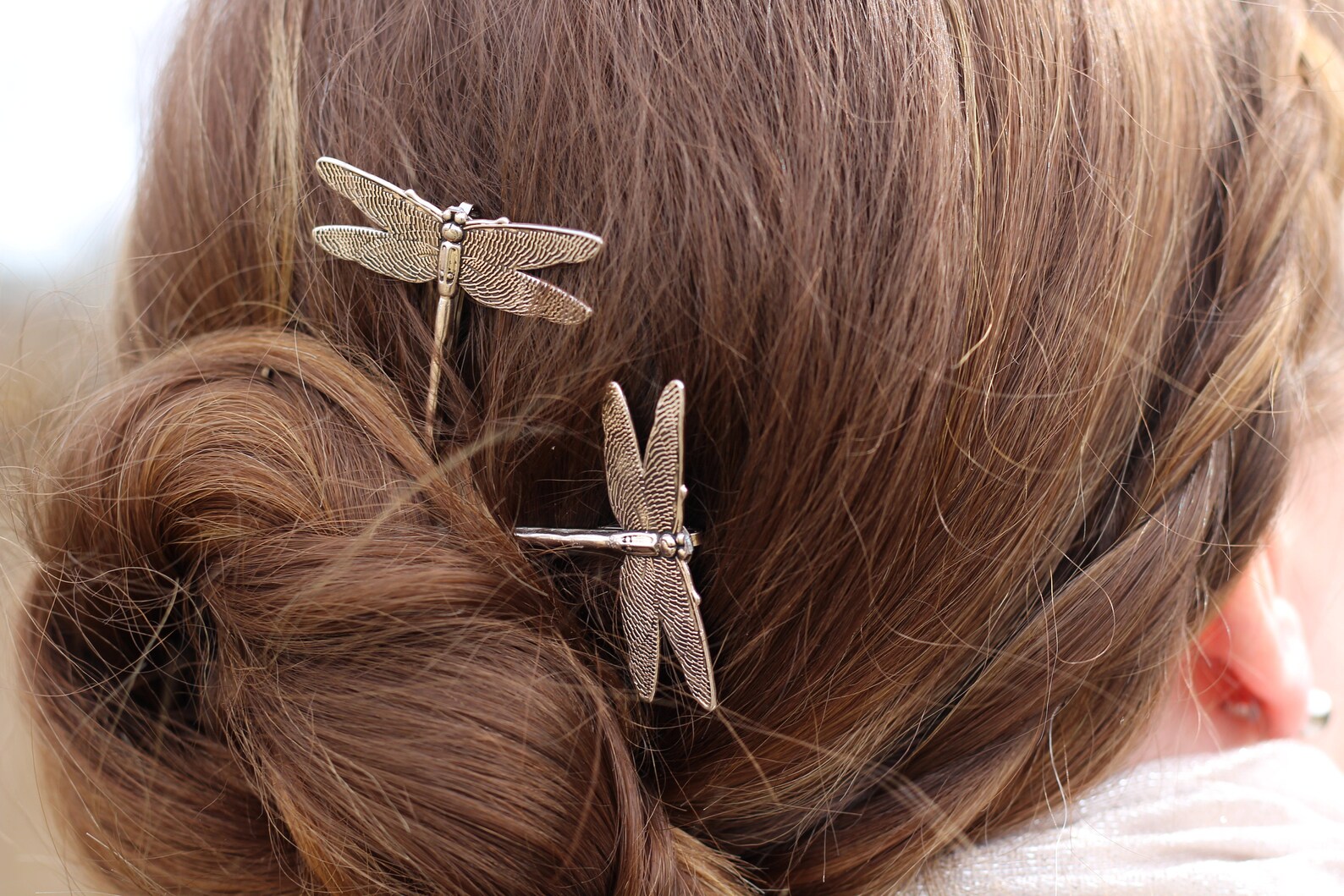 Silver Dragonfly Bobby Pins, Set of Two, Antique Silver, Nickel Free ...