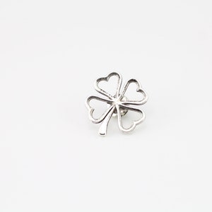 Silver Four Leaf Shamrock Pin, Clover Brooch, Four Leaf Clover Pin ...