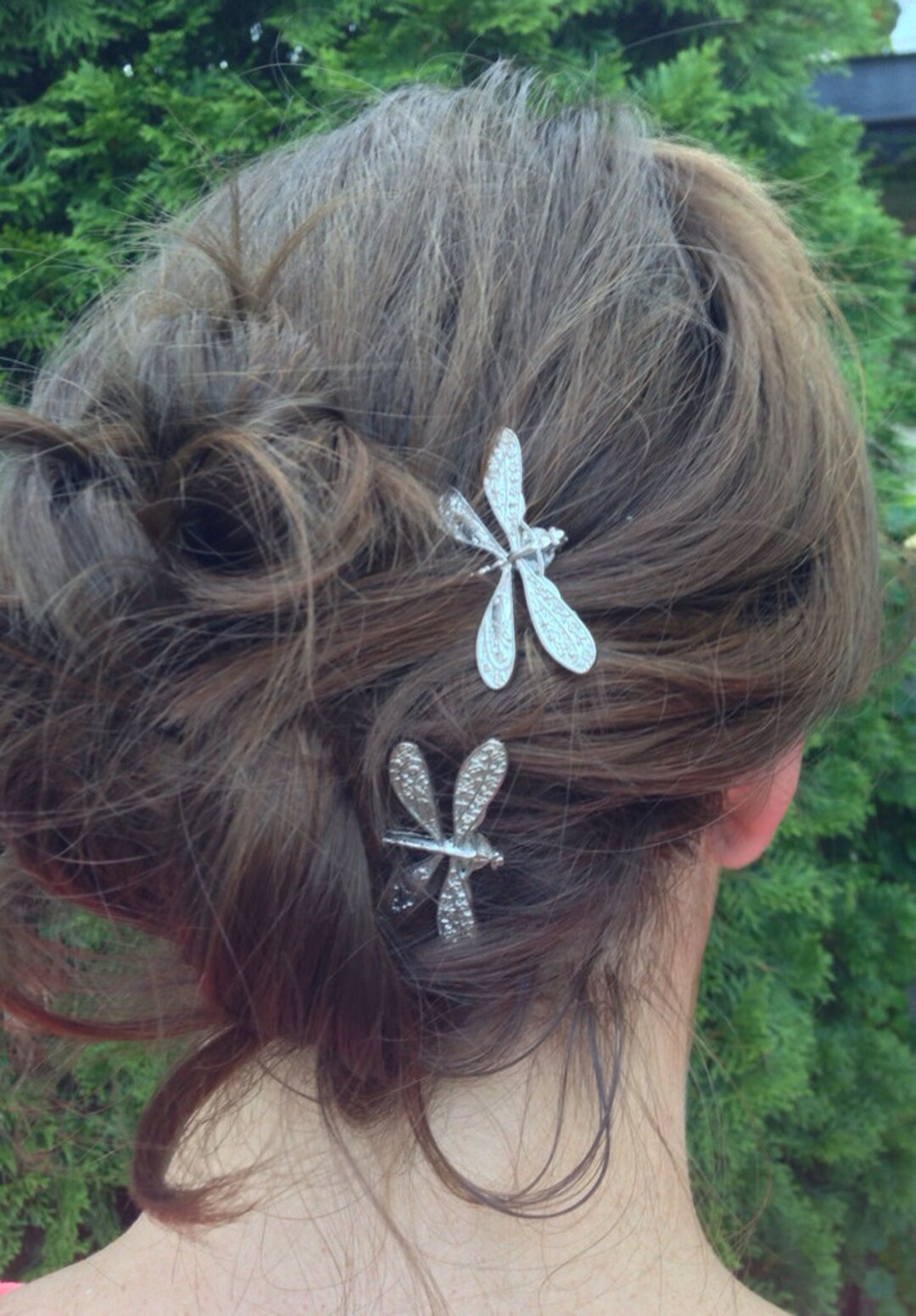 Silver Dragonfly Bobby Pins, Set of 2, Woodland Dragonfly Bobby Pins ...