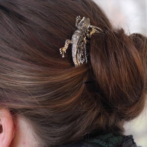 Large Silver Lizard Hair Comb, Single Silver Colored Lizard, Lizard ...