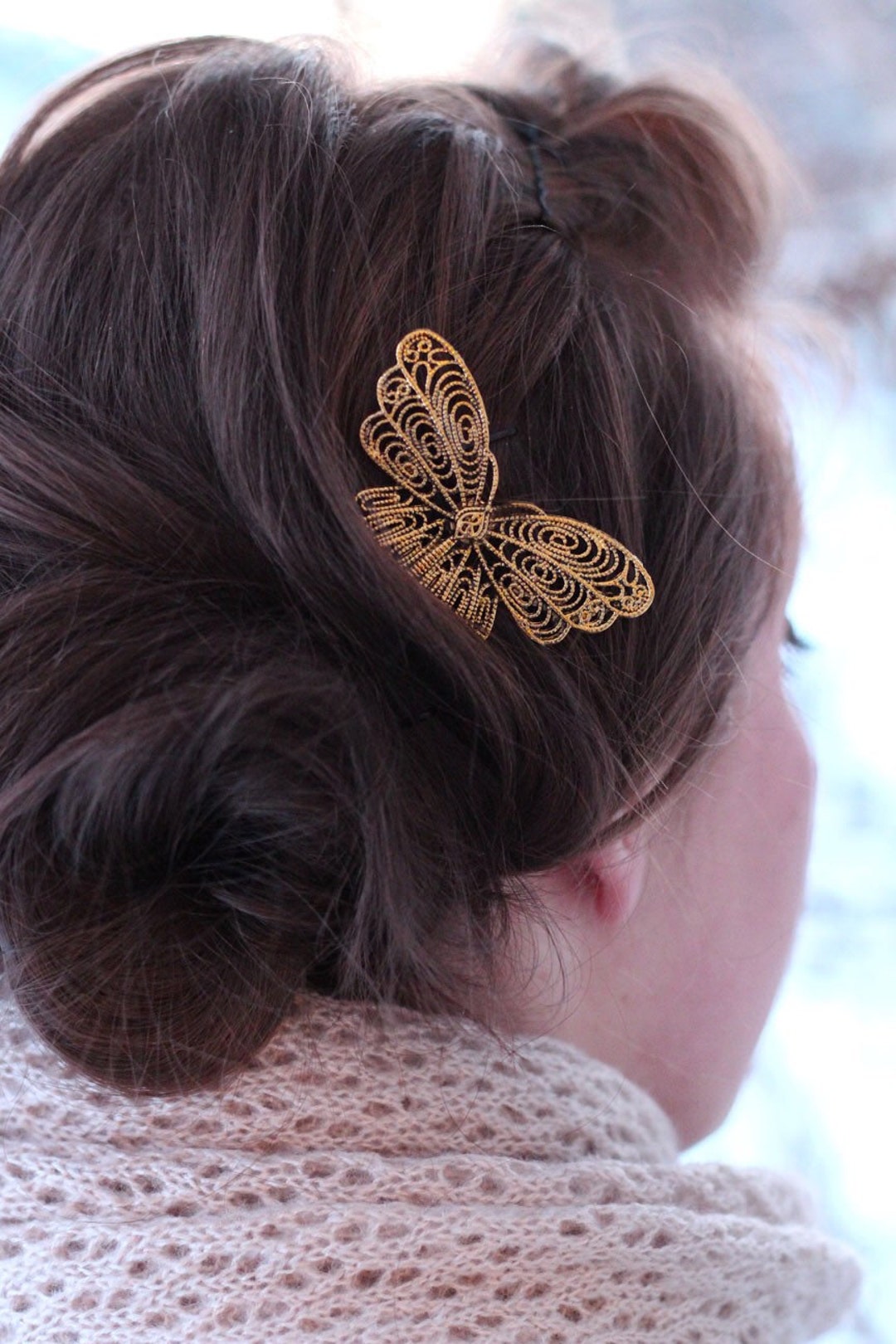 Single Golden Butterfly Bobby Pin, Gold Colored Butterfly, Butterfly ...