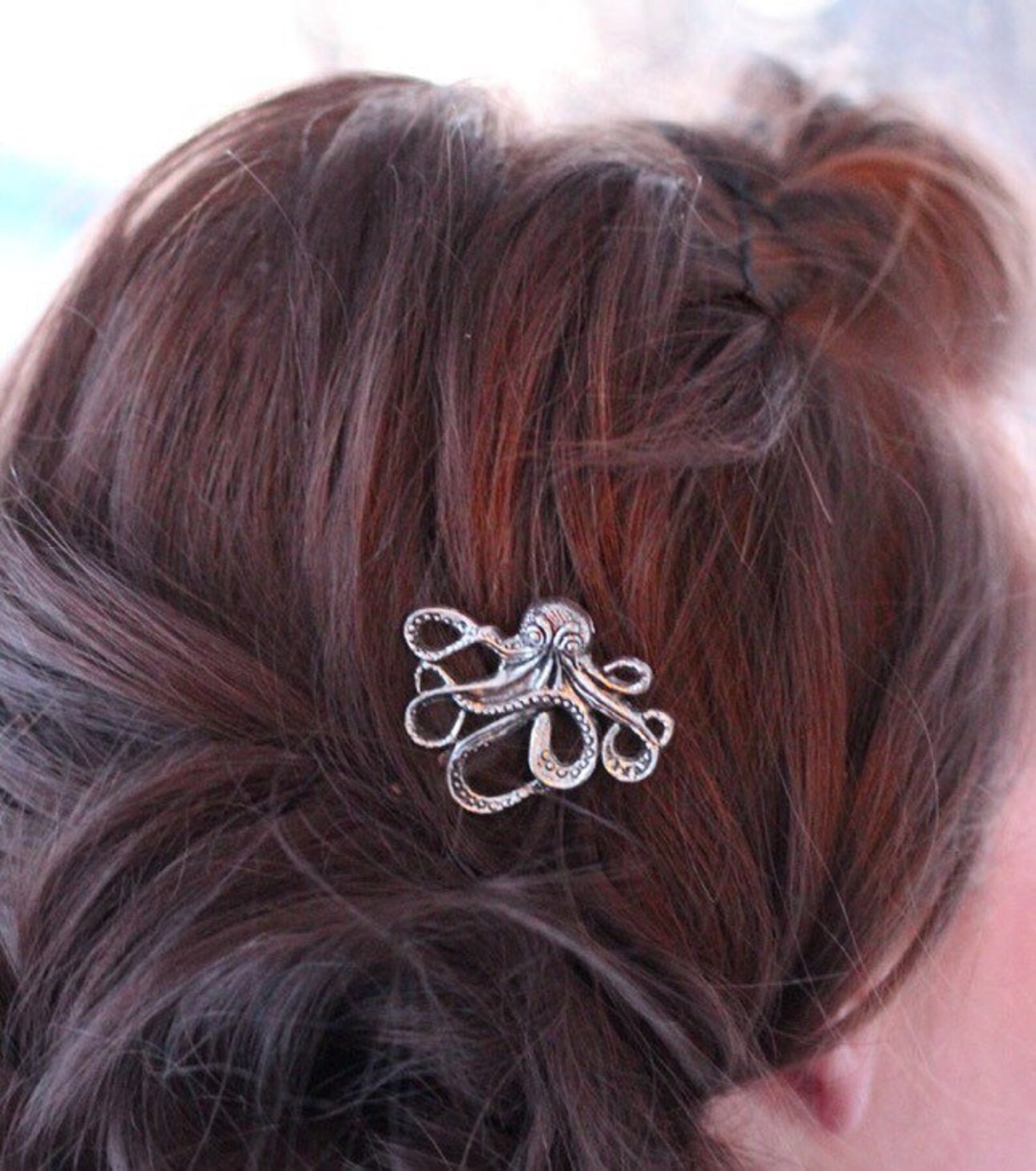 Single Silver Octopus Bobby Pin, Silver Colored Octopus, Octopus Hair ...