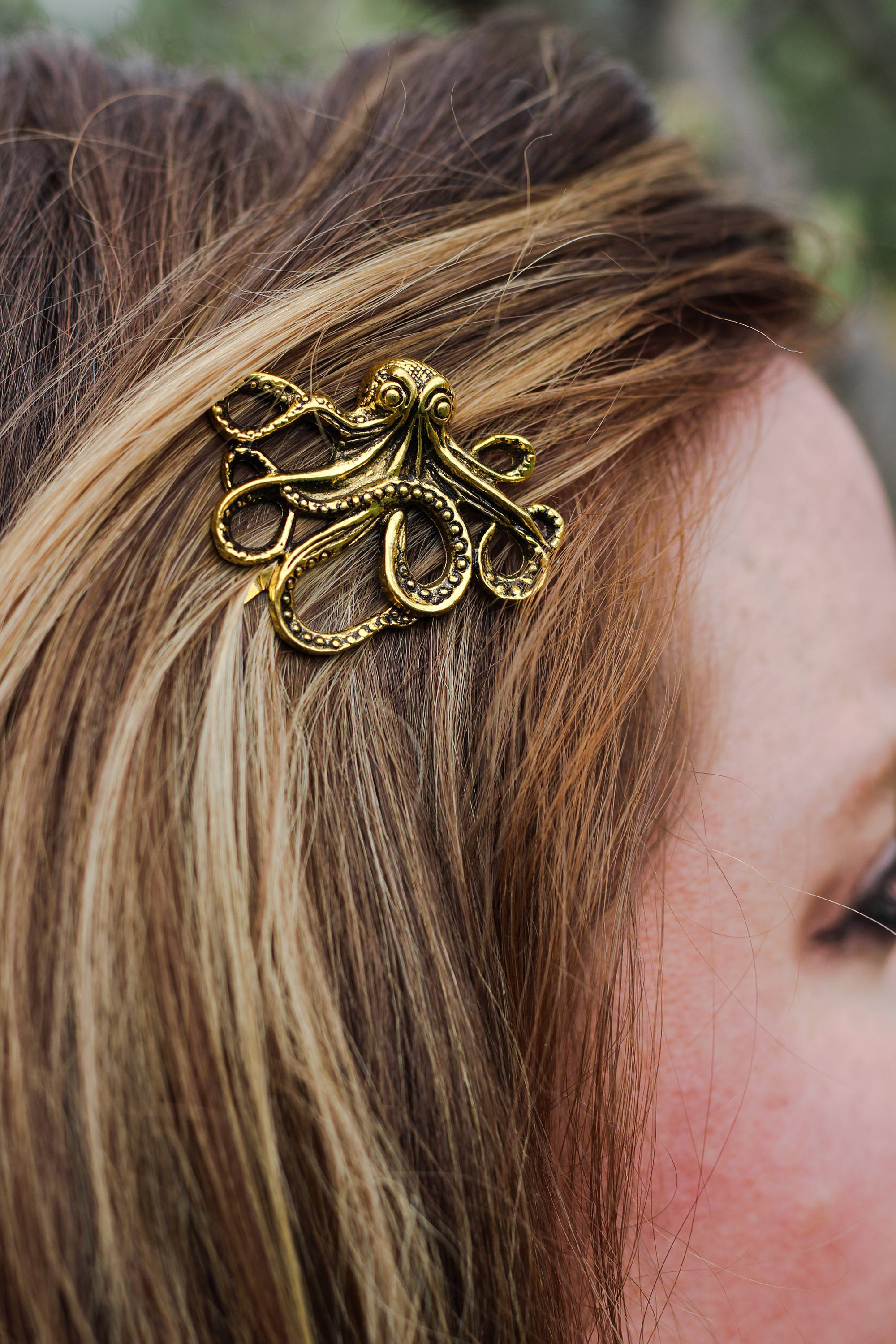 Octopus, Single Gold Octopus Bobby Pin, Gold Colored Octopus, Octopus ...