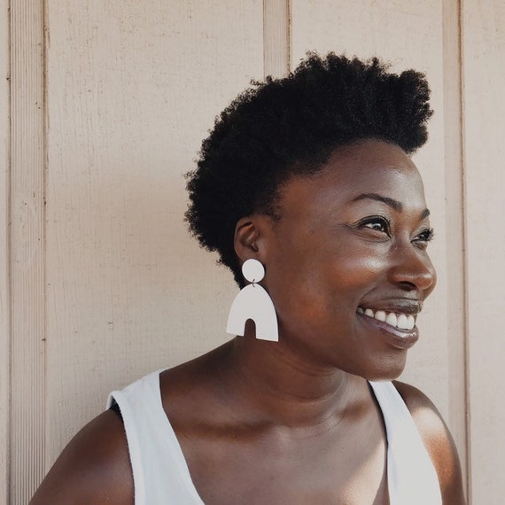 White mod earrings store