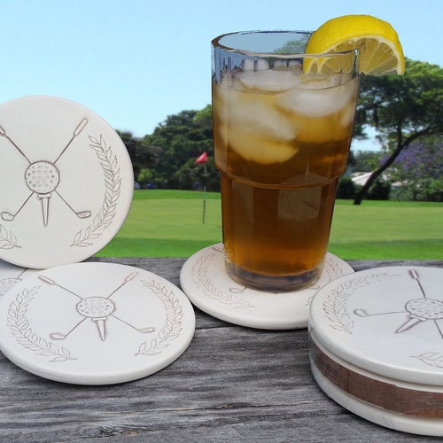 Men's Gift Etched Wooden Golf Coasters Set of 4 - Etsy