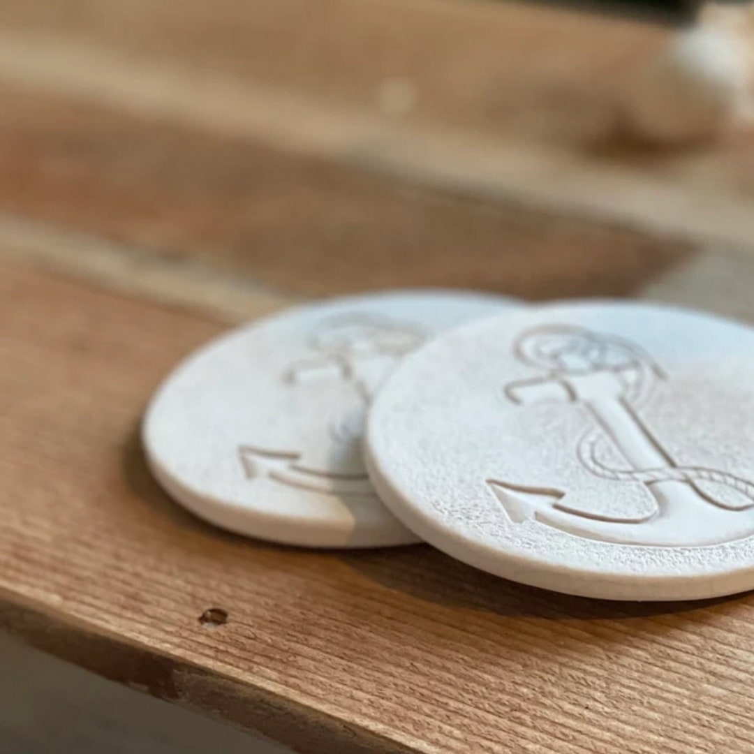 Anchor Absorbent Drink Coasters for Nautical Gifts and Decor - Made in ...