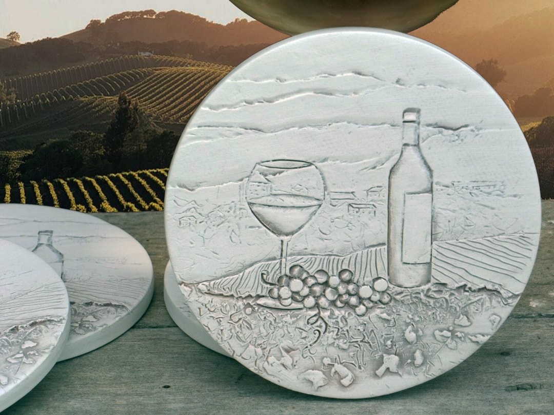 Wine Scene Absorbent Drink Coasters for Gift Basket or Hostess Gifts ...