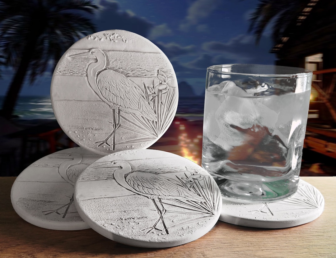 Egret Absorbent Drink Coasters for Beach House or Housewarming Gift - Etsy