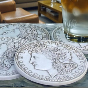 Morgan Silver Dollar Coasters: Absorbent Clay Drink Coasters, Set of 4 ...