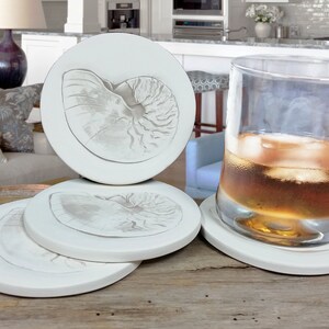 Beach House Shell Coasters That Absorb Moisture - Set of 4 - Your ...