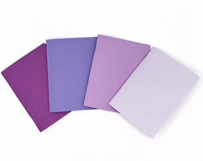 4 Shades of Purple Mini Notebooks With 48 Unlined Pages, 3x4 Inches ...