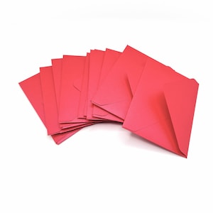 10 Shimmery Red Mini Envelopes, Handmade Envelopes With Note Cards, 3 1 ...