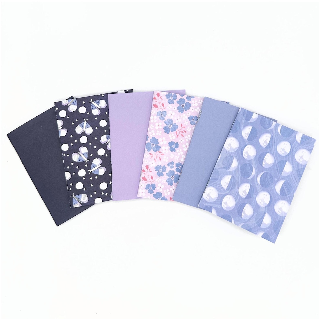 6 Mini Notebooks With 3 Solid and 3 Patterned, 3x4 Inches, Staple Bound ...
