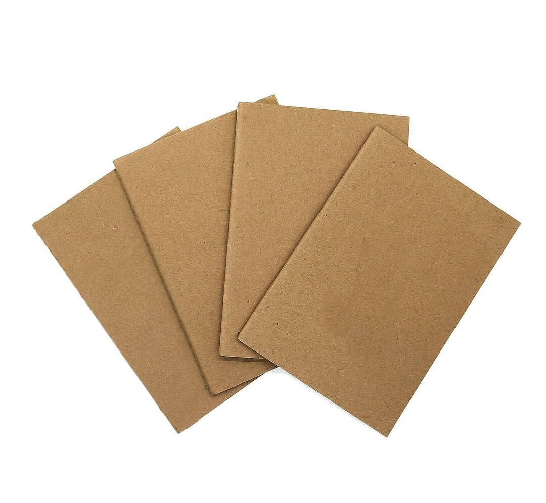 4 Mini Kraft Notebooks, Plain Notebooks, Plain Journals, Kraft Journals ...
