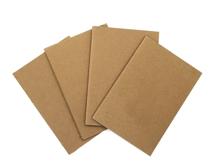 4 Mini Kraft Notebooks, Plain Notebooks, Plain Journals, Kraft Journals ...