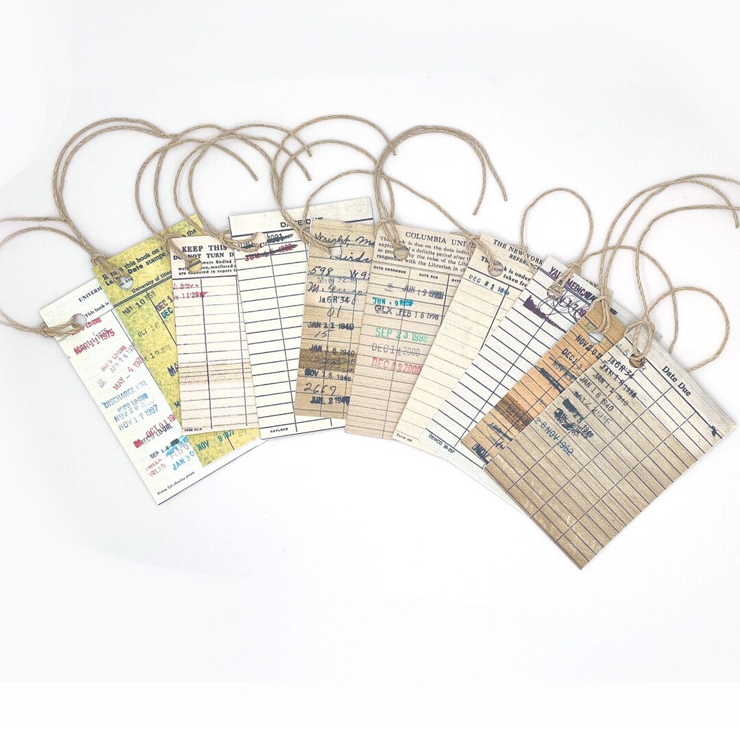 Set of 10 Vintage-style Used Library Card Gift Tags With String - Etsy