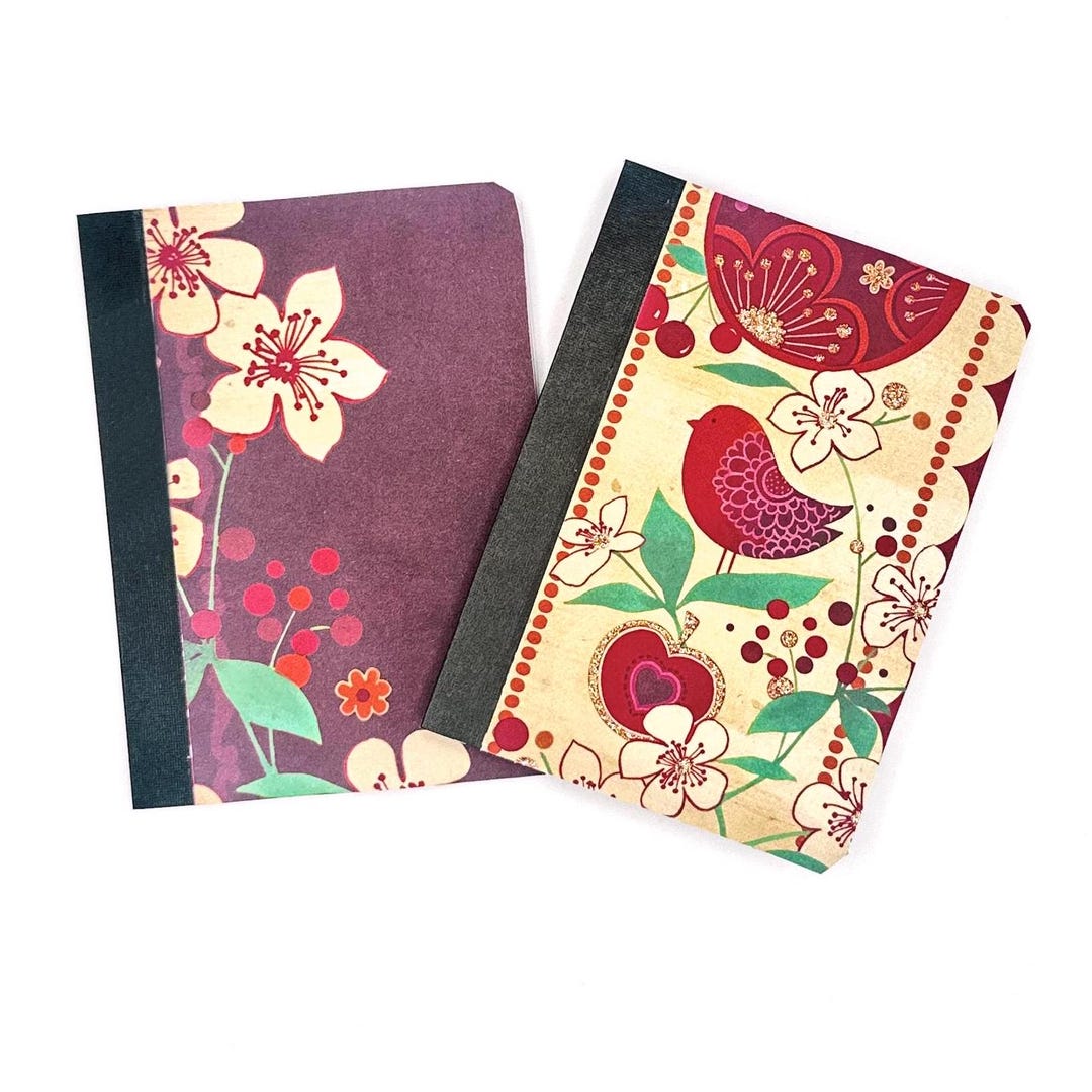 Set of 2 Mini Altered Composition Notebooks. One is Floral and the ...
