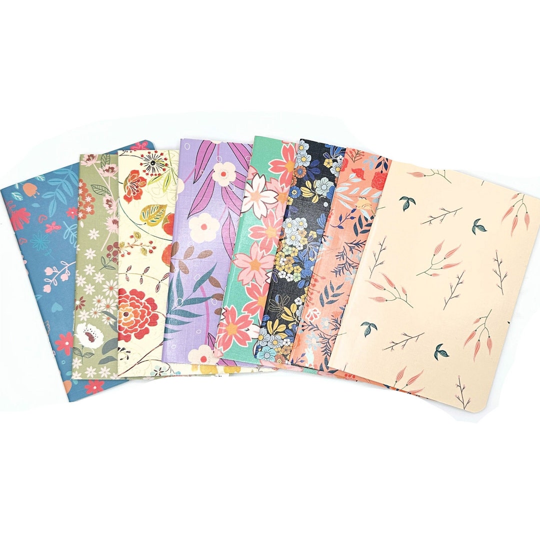 8 Floral Mini Notebook Set, 12 Different Patterns, Lined Pages, 3.5 X 5 ...
