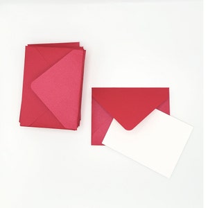 10 Shimmery Red Mini Envelopes, Handmade Envelopes With Note Cards, 3 1 ...