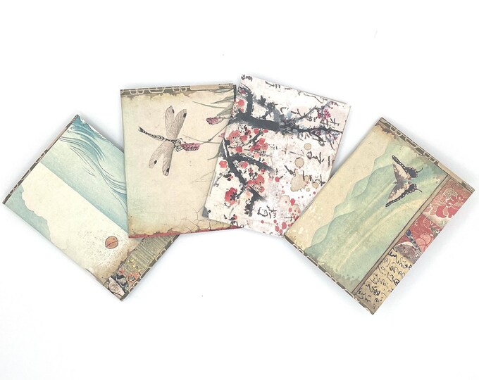 4 Mini Nature Inspired Unlined Notebooks Made With Soft Colored Pattern ...