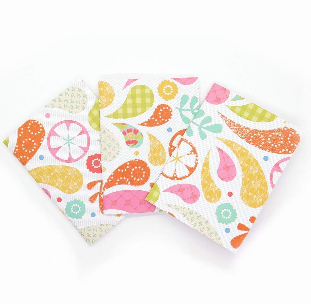 Set of 3 Mini Soft Cover Notebooks With a Colorful Design Pattern ...