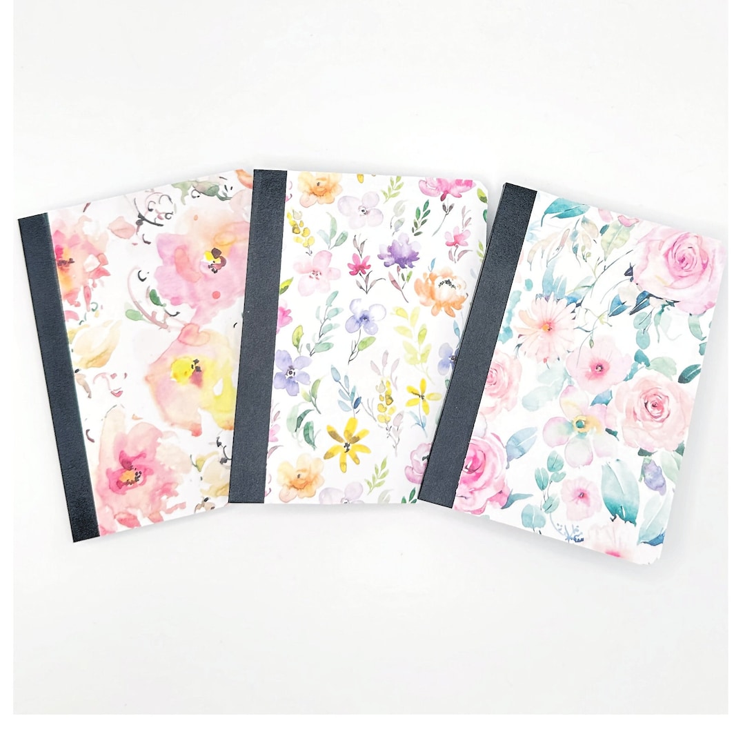 3 Altered Mini Composition Notebooks With a Floral Design, 3.25x4.5 ...