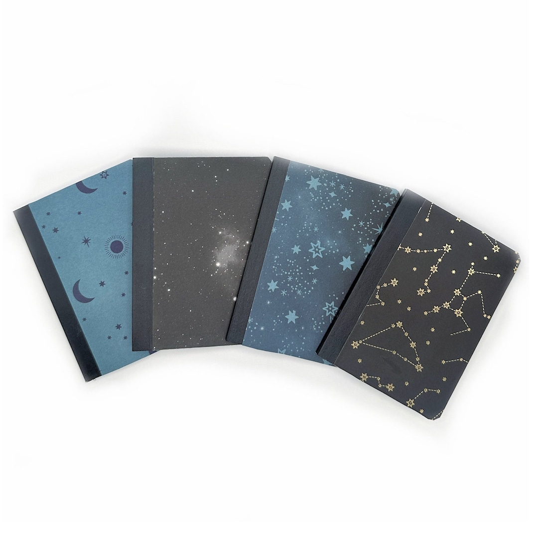 4 Mini Celestial Themed Composition Notebook Journals, Small Blank Book ...