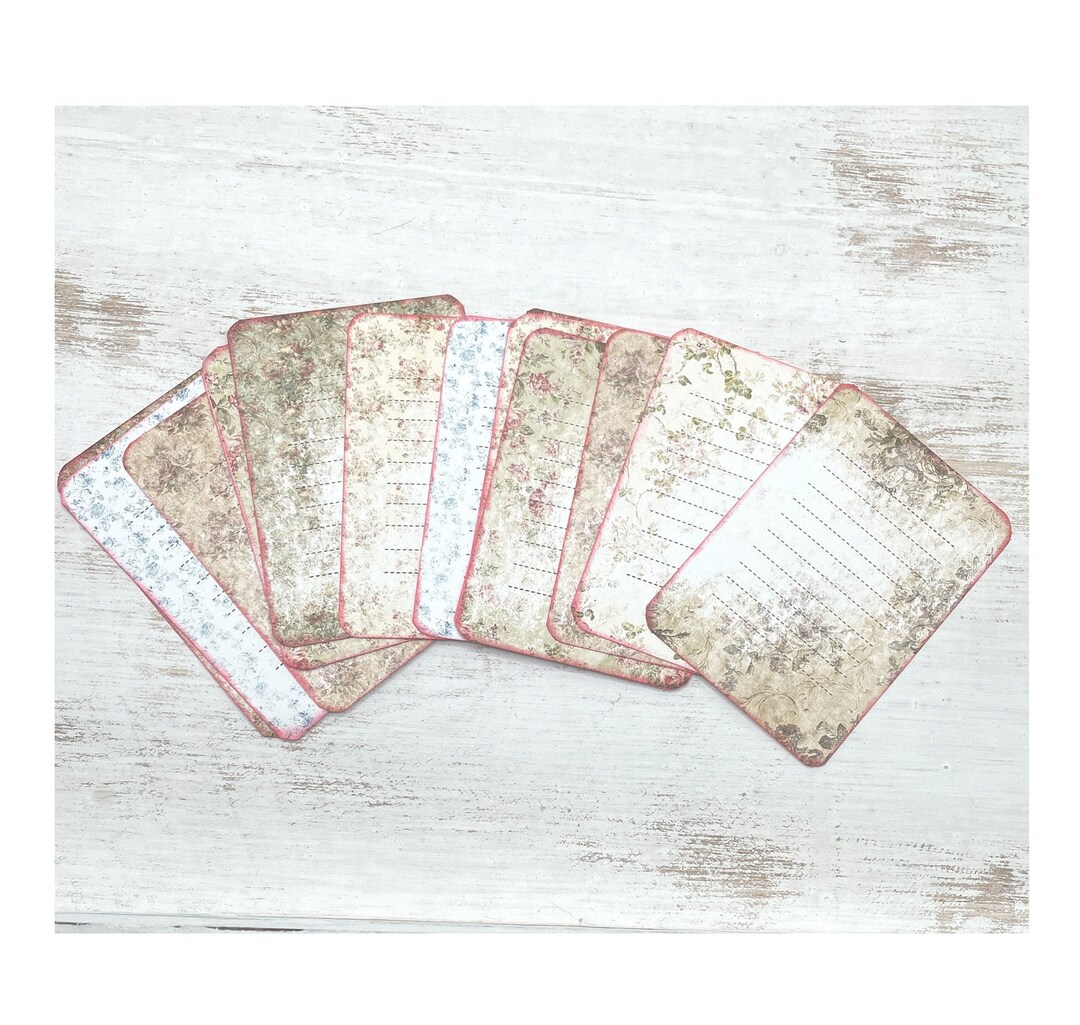 16 Shabby Vintage Style Lined Note Cards With Floral Design - Etsy
