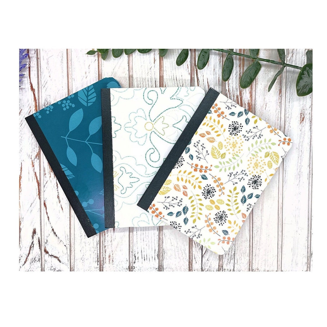 3 Colorful Mini Composition Notebook Journals With Floral Pattern ...