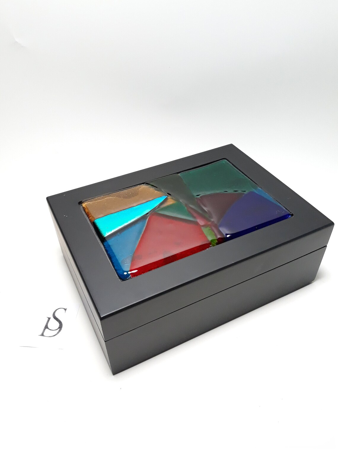 Modern Tea Chest With Fused Glass Top. Wooden Tea Box With Handmade ...