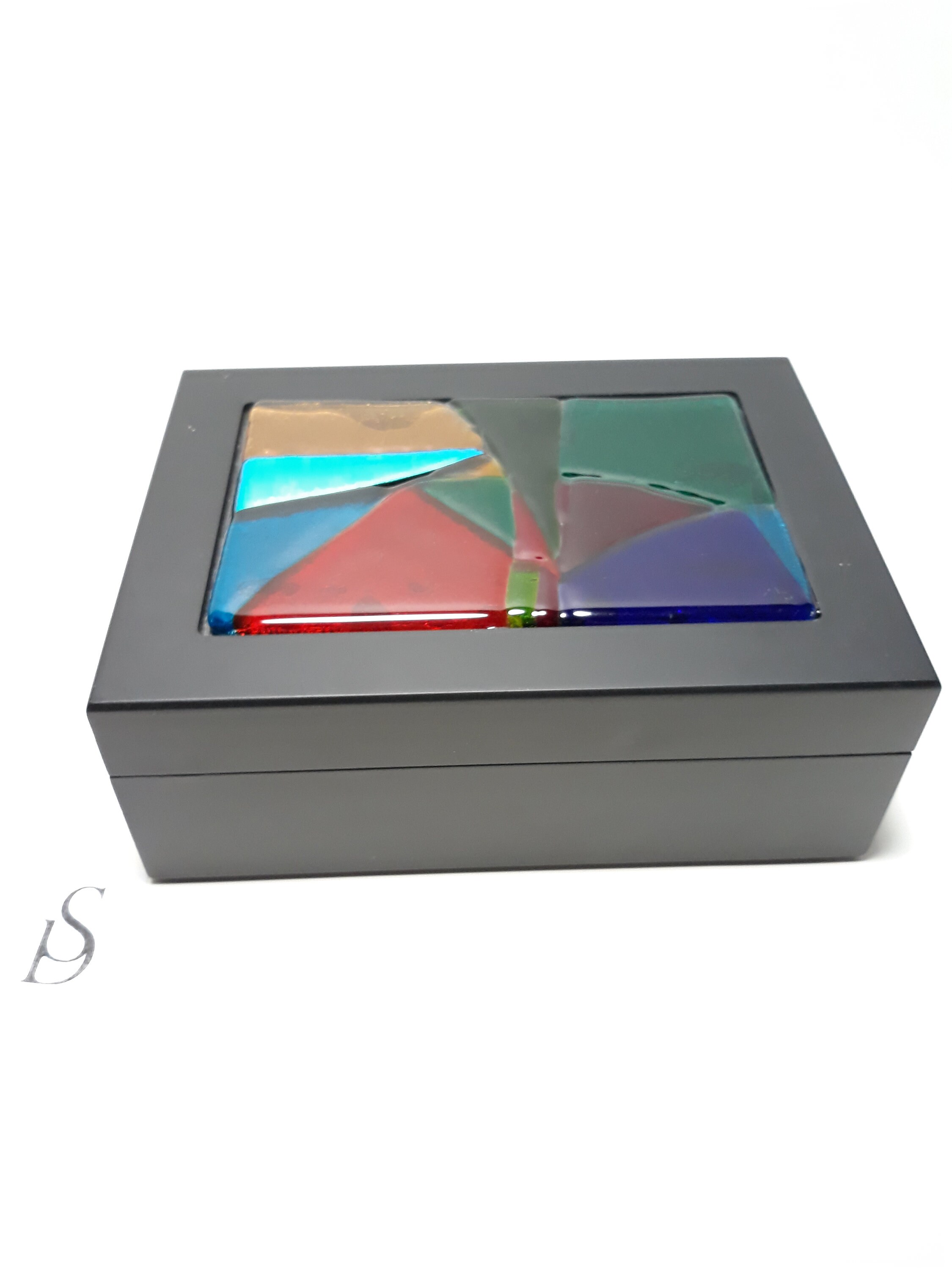 Modern Tea Chest With Fused Glass Top. Wooden Tea Box With Handmade ...