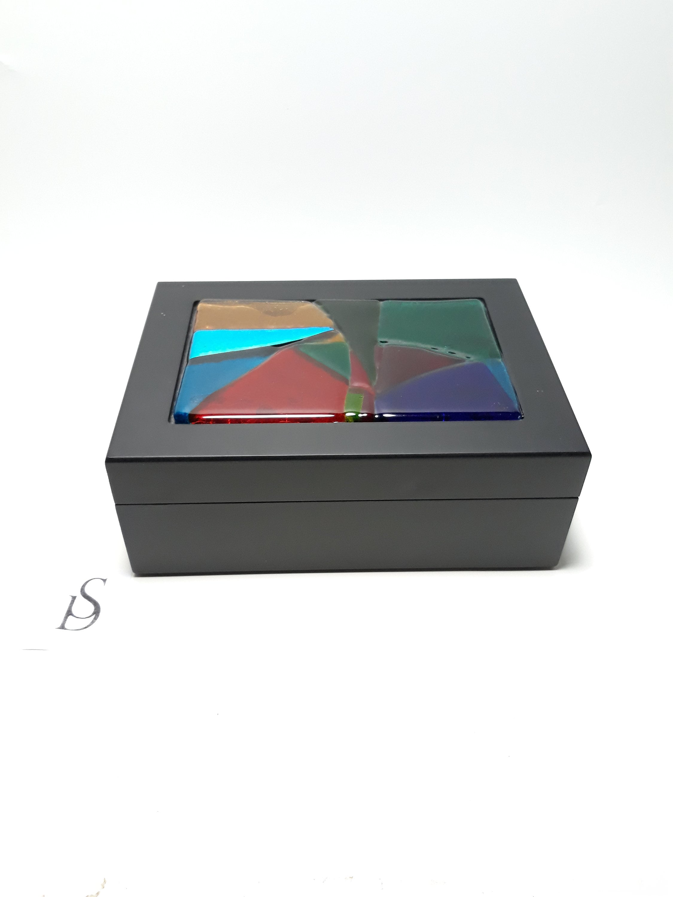 Modern Tea Chest With Fused Glass Top. Wooden Tea Box With Handmade ...